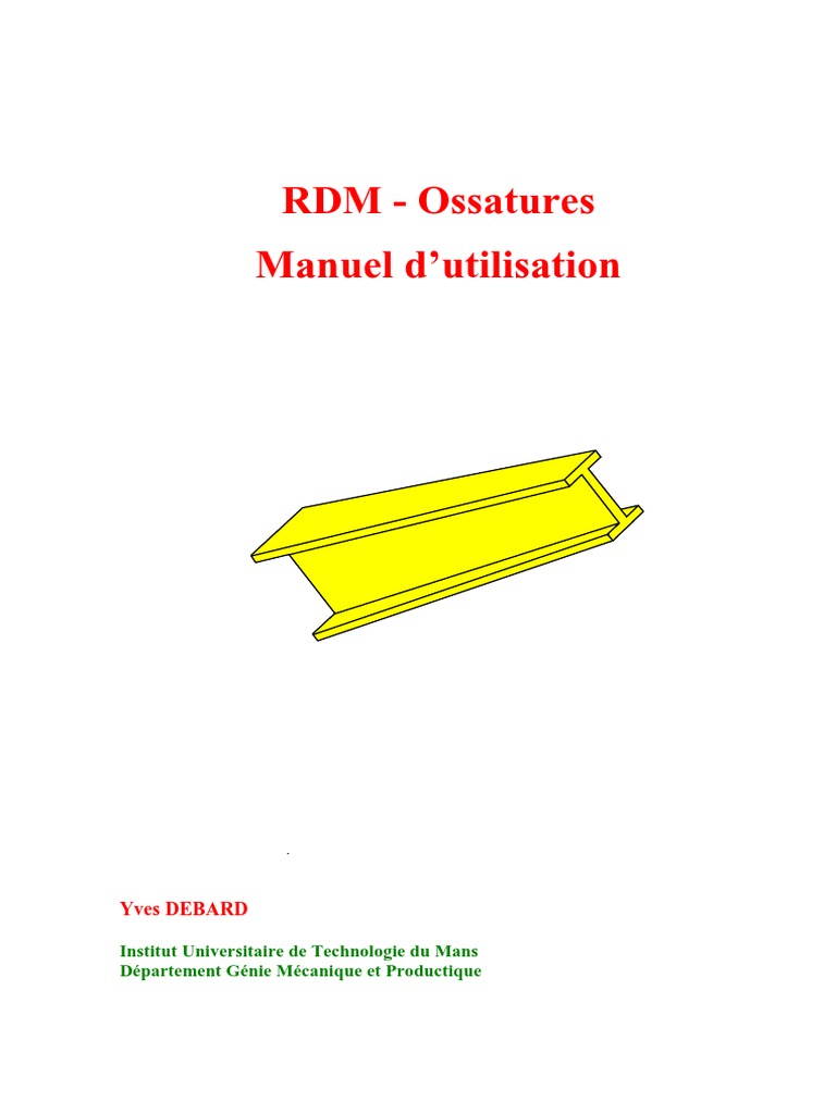Manuel d'utilisation RDM - Ossatures | PDF | Flexion (matériau ...