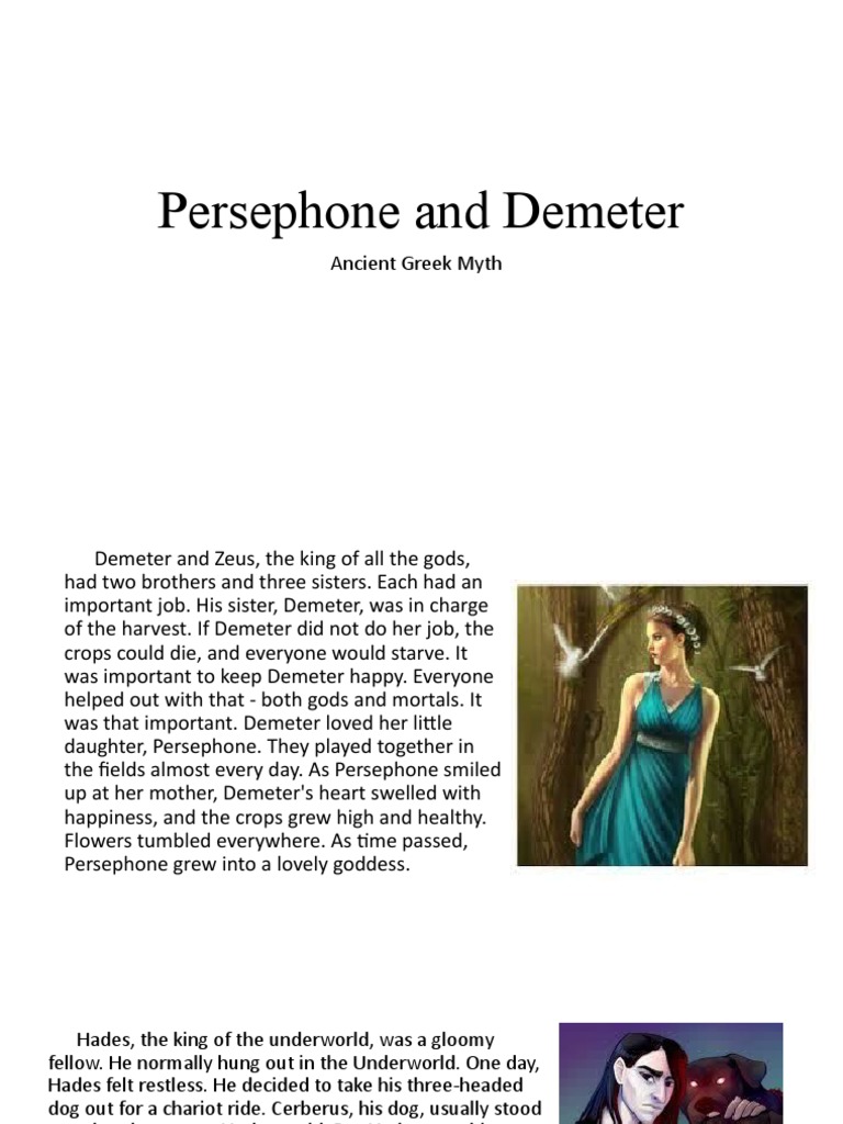 3rd Grade - Persephone and Demeter - Ancient Greek Myth | PDF | Hades ...