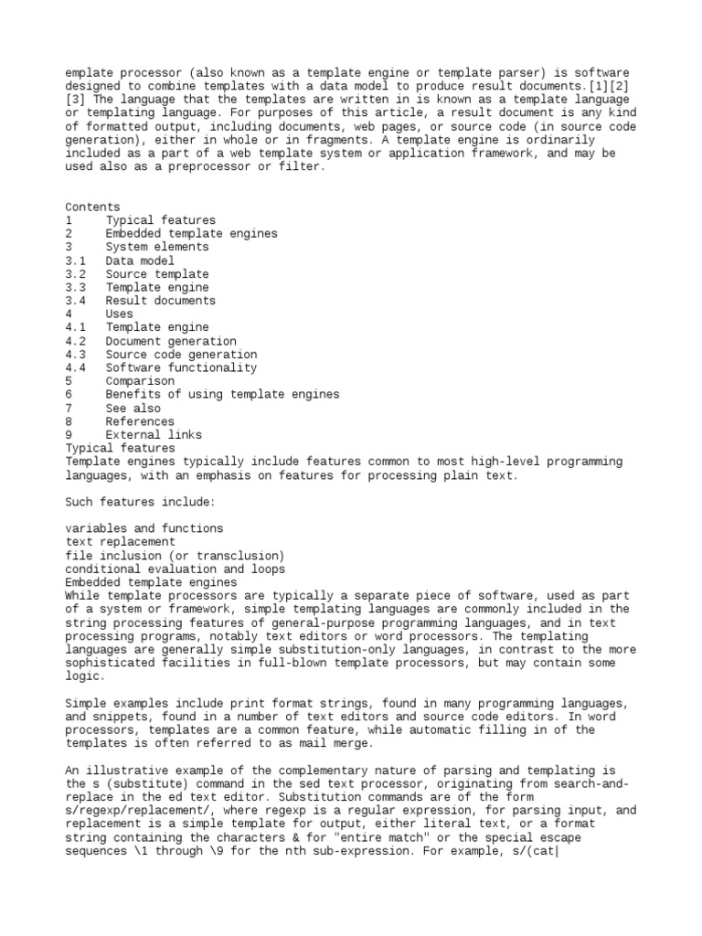 Template Processor Pdf Information Technology Management Software