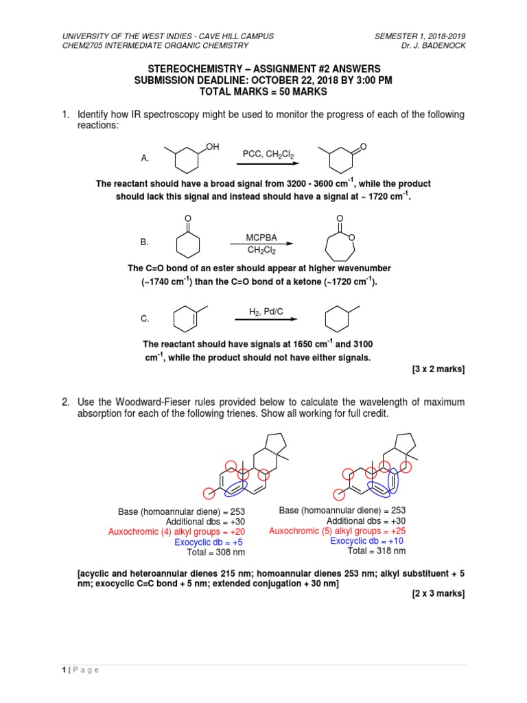 Stereochemistry Assignment #2 2018-2019 ANSWERS | PDF | Aromaticity | Proton Nuclear Magnetic ...