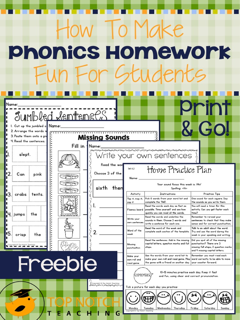 How To Make Fun For Students: Phonics Homework | PDF | Phonics ...