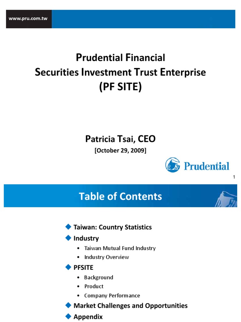 Prudential Financial: Securities Investment Trust Enterprise (Patricia ...