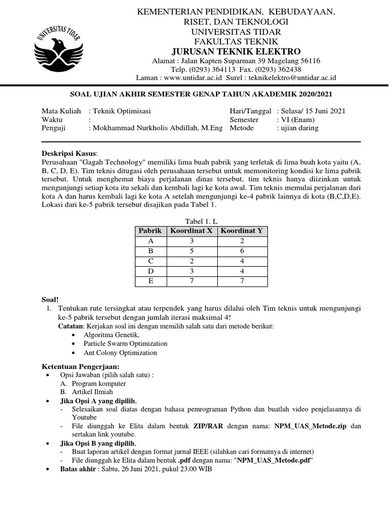 Optimasi Rute Pabrik Menggunakan Algoritma Genetik | PDF