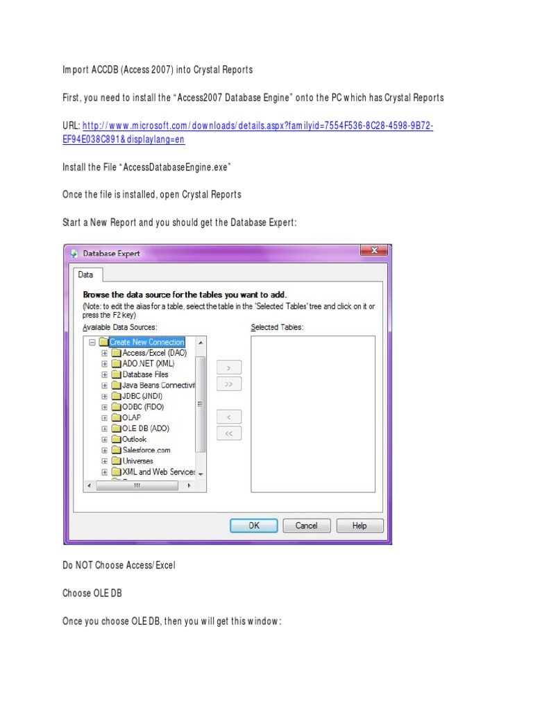 ACCDB With Crystal Reports | PDF