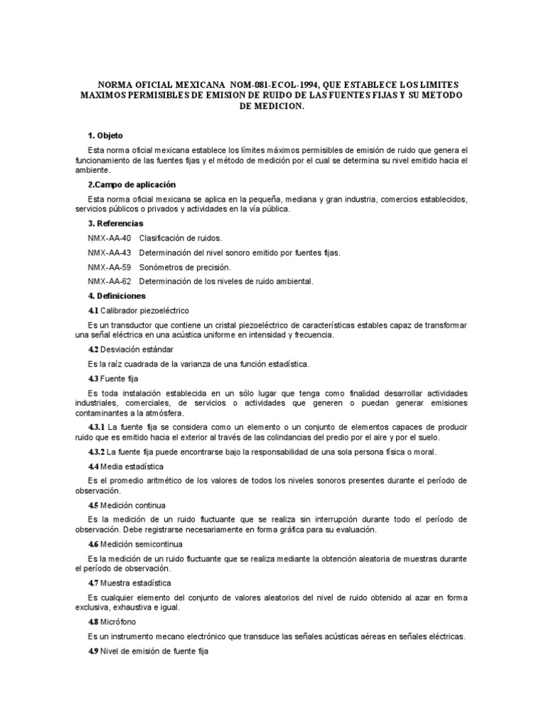 NOM 081 Ecol | PDF | Decibel | Micrófono