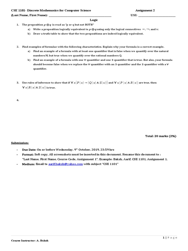 CSE 1101 Assignment 1 | PDF