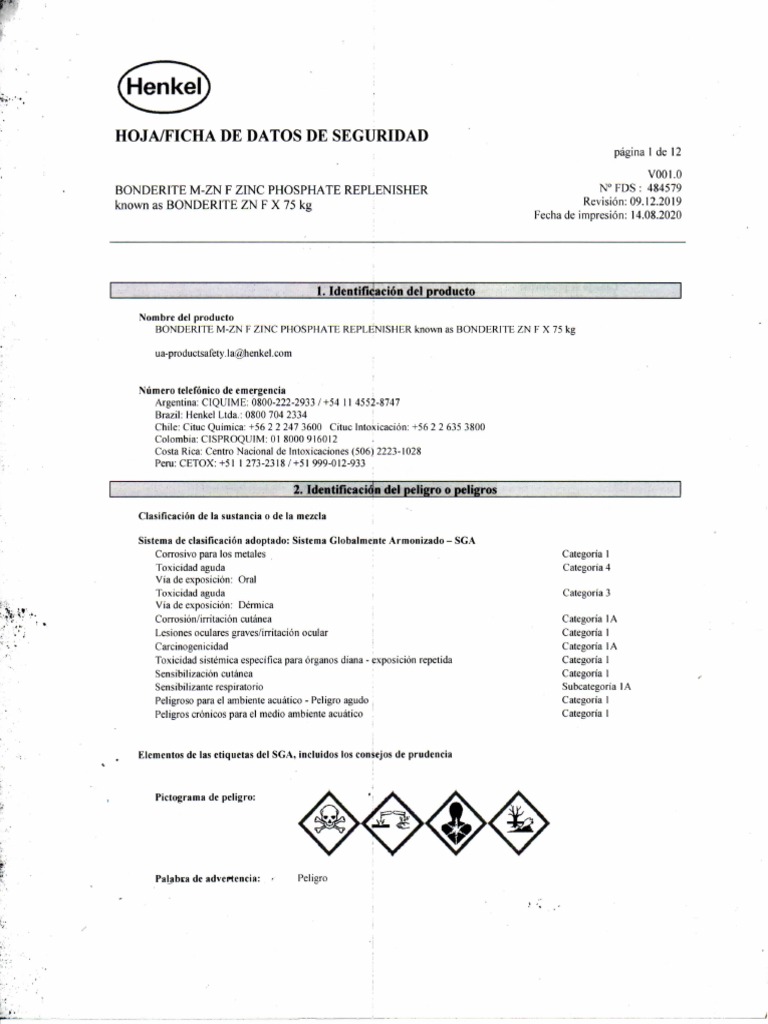 Msds Bonderite M ZN F | PDF