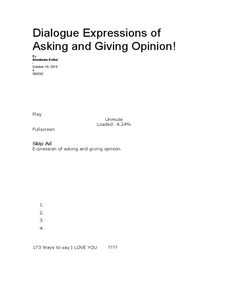 Dialogue Expressions of Asking and Giving Opinion | PDF