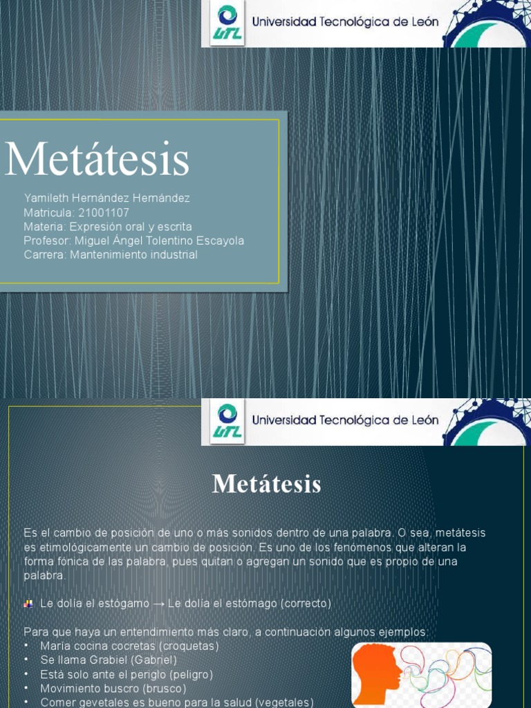 Metátesis (EOyE) Exposición | PDF