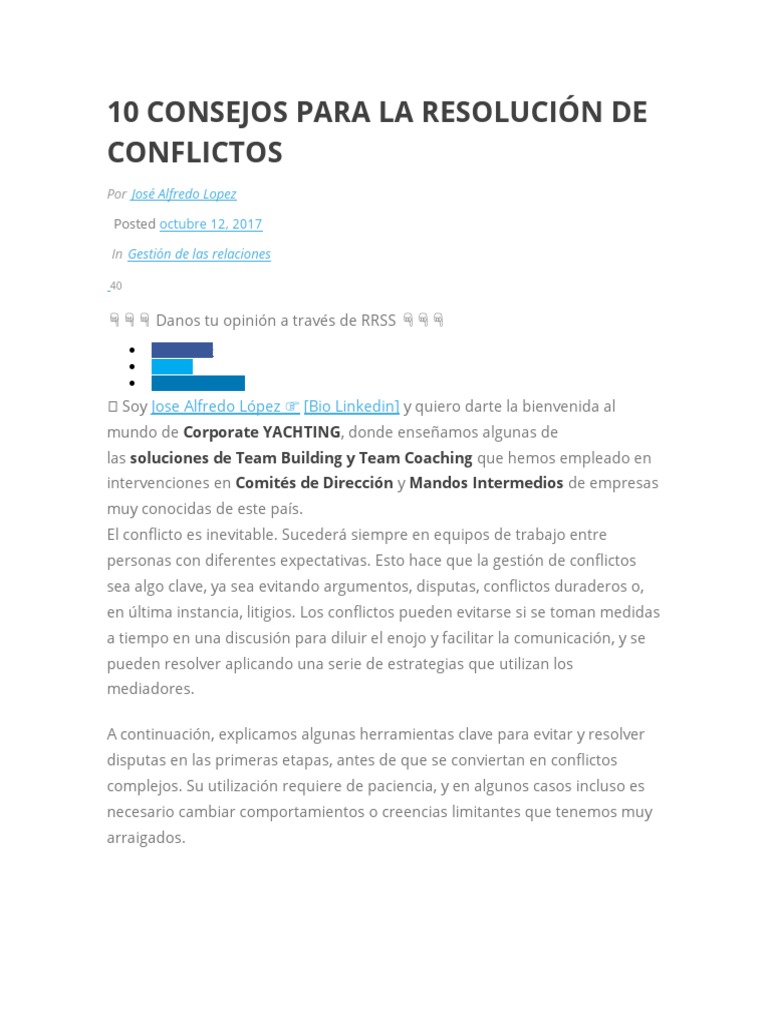 10 Consejos para Resolver Conflictos | PDF | Ira | Cognición