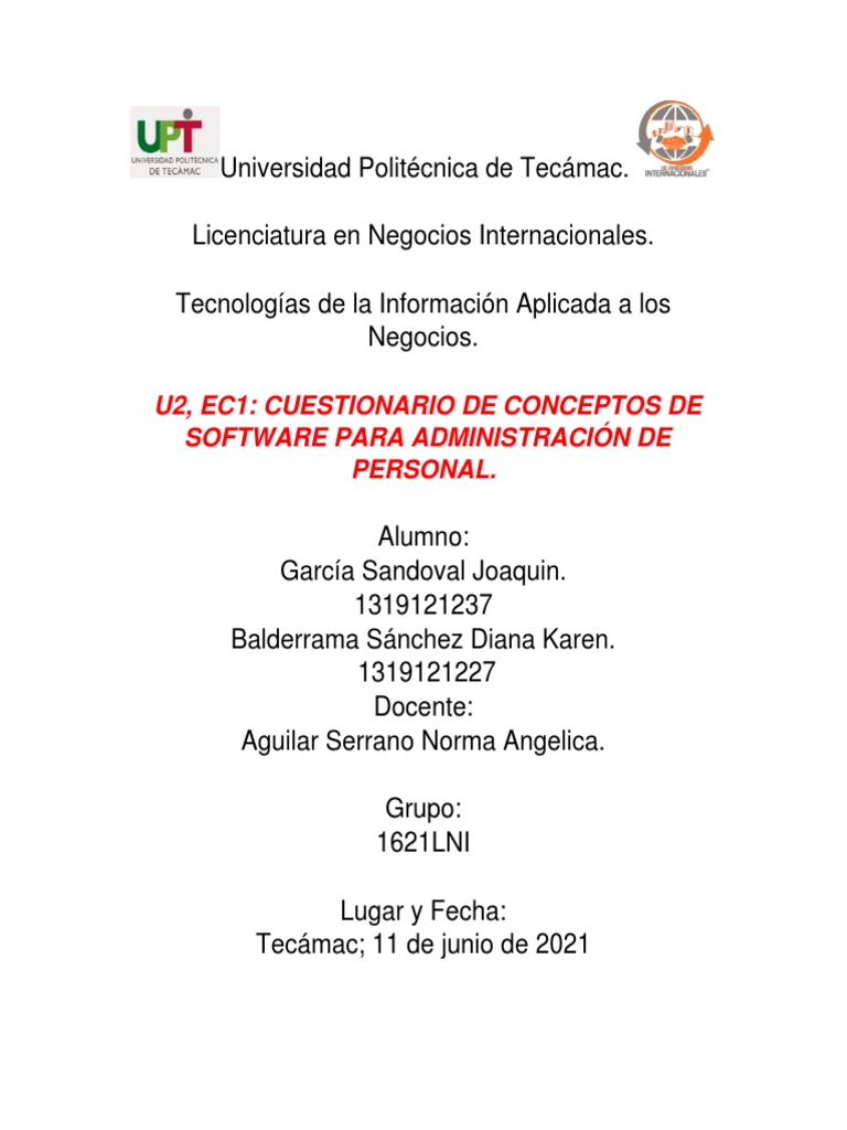 U2 Ec1 Cuestionario de Conceptos de | PDF | Planificación de recursos empresariales | Software
