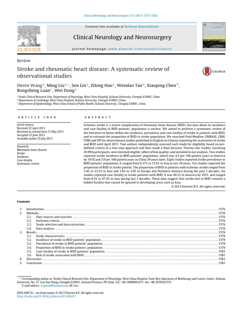 Wang 2013 | PDF | Meta Analysis | Stroke