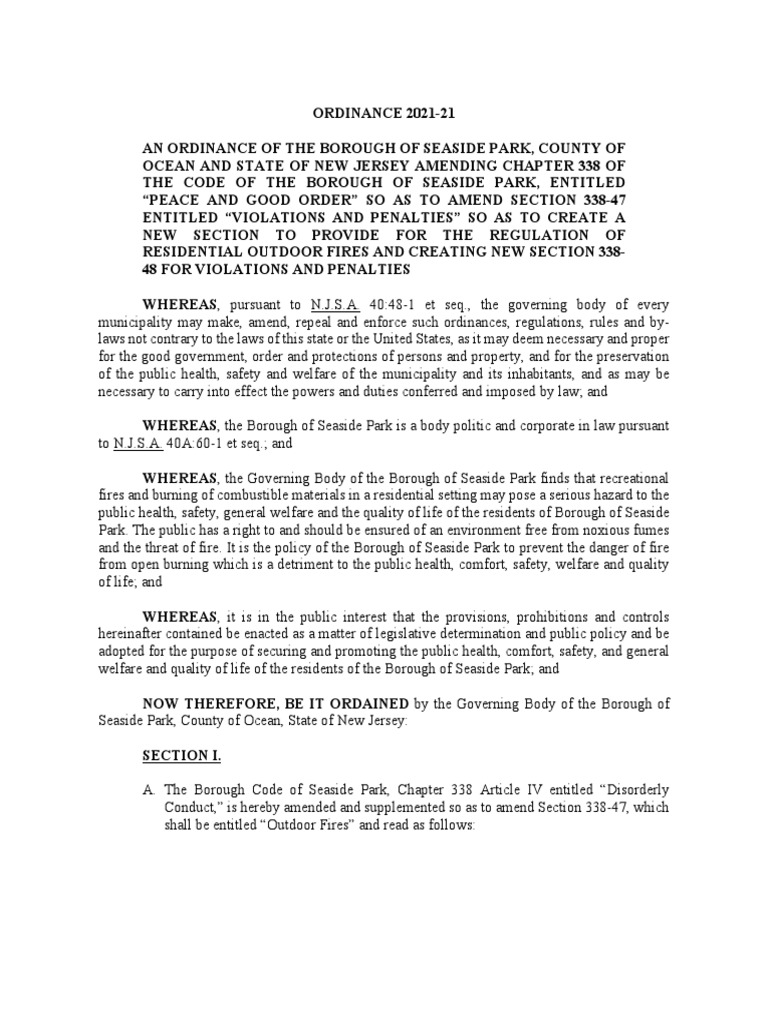 Fire Pit Ordinance | PDF | Fires | Local Ordinance