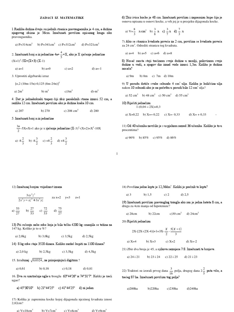Matematika Skripta 2017 | PDF