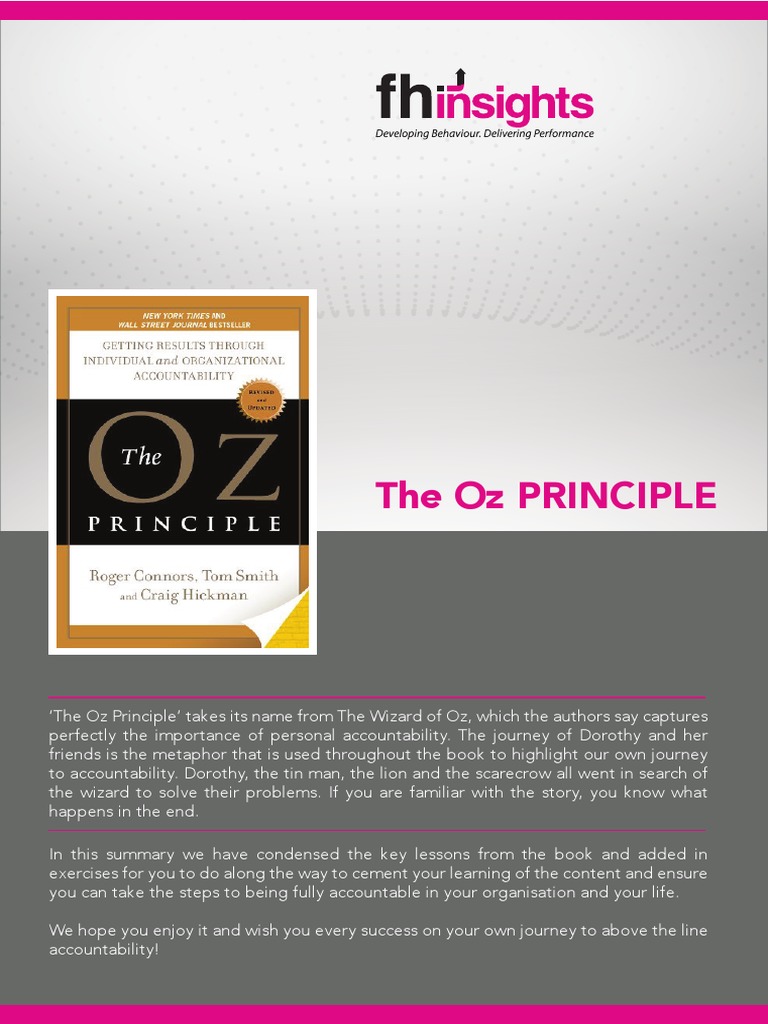 The OZ Principle - Insights | PDF | Accountability | Wizard Of Oz ...