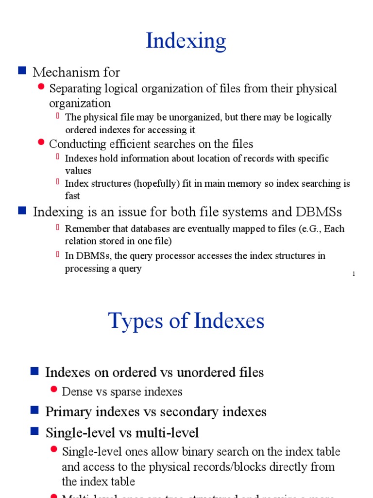 Indexing: Mechanism For | Download Free PDF | Database Index | Computer Data