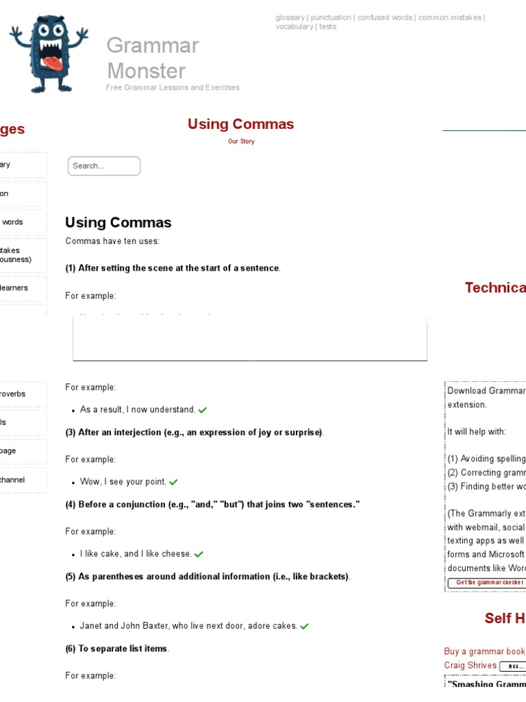The Rules For Using Commas | PDF | Comma | Bracket