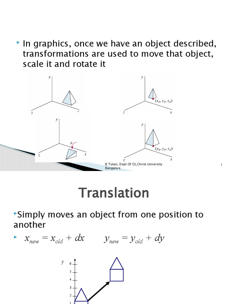 In Graphics, Once We Have An Object Described, Transformations Are Used ...