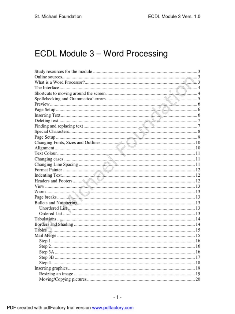 ECDL Module 3 - Word Processing | PDF | Cursor (User Interface) | Software