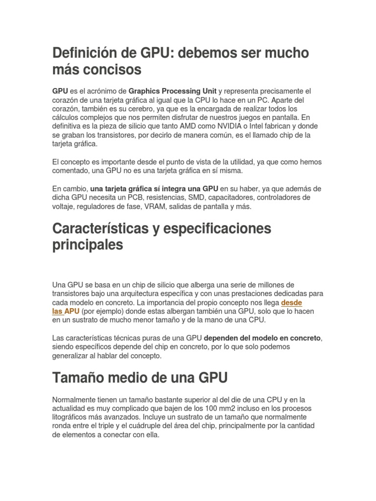 Definición de GPU | PDF | Unidad de procesamiento gráfico | Unidad ...