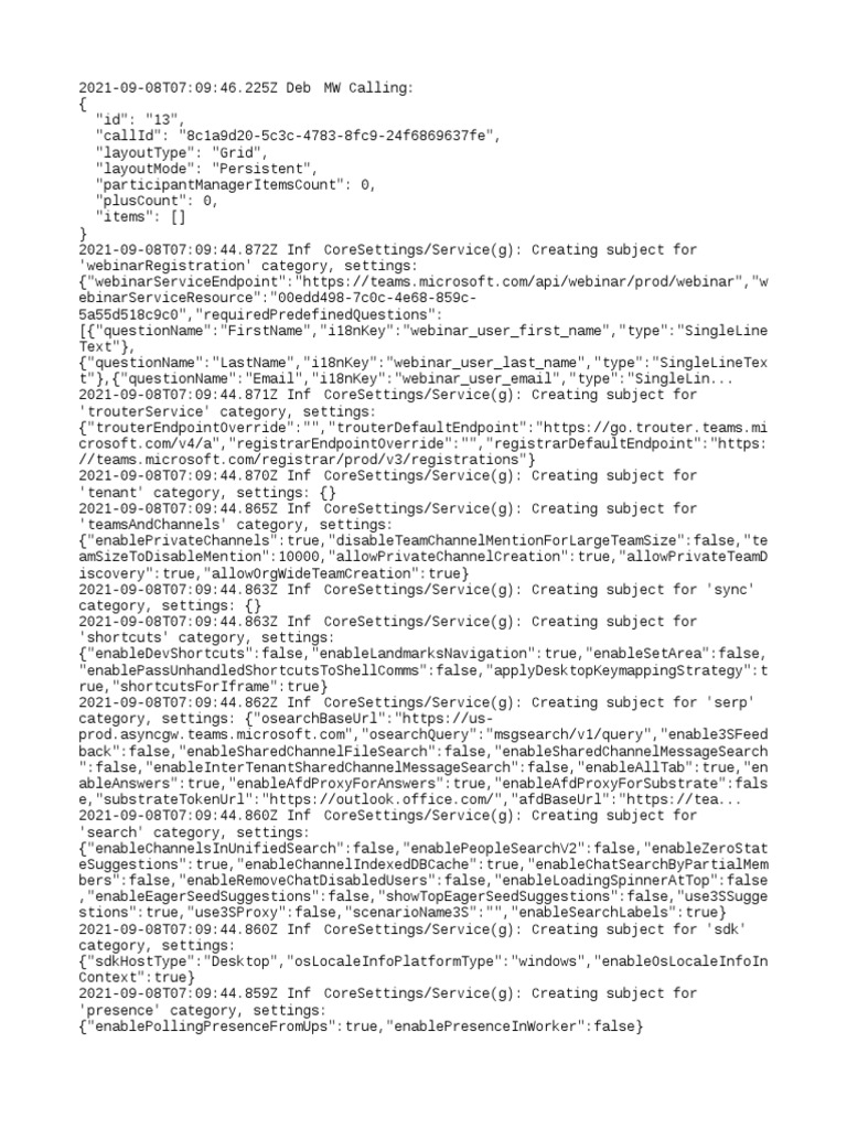 MSTeams Diagnostics Log 9-8-2021 12-39-42 PM Experience Renderer | PDF | Online And Offline ...