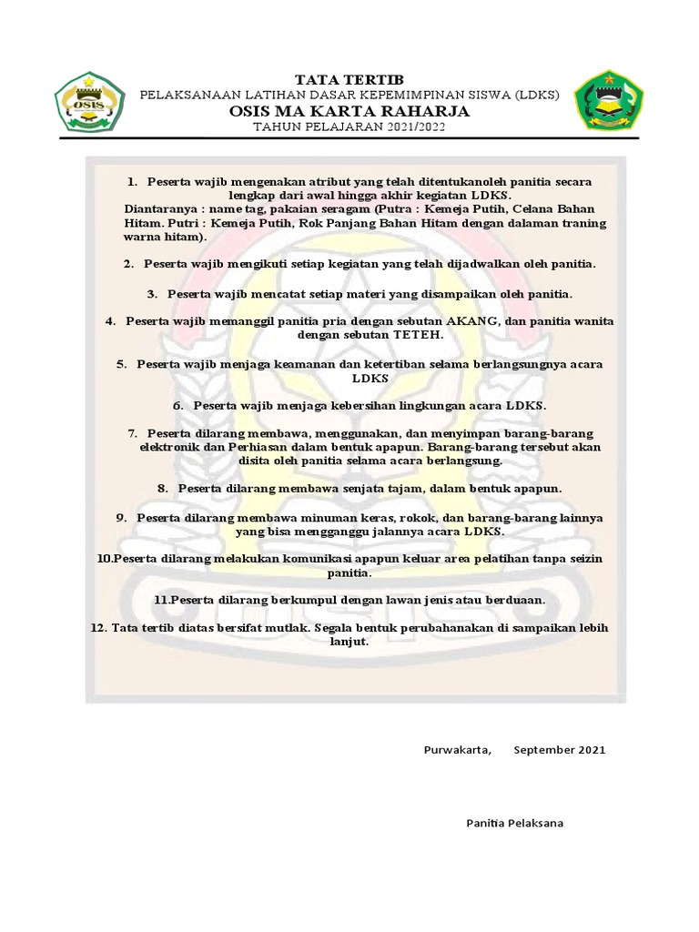 Tata Tertib Peserta LDKS | PDF | Karier & Perkembangan