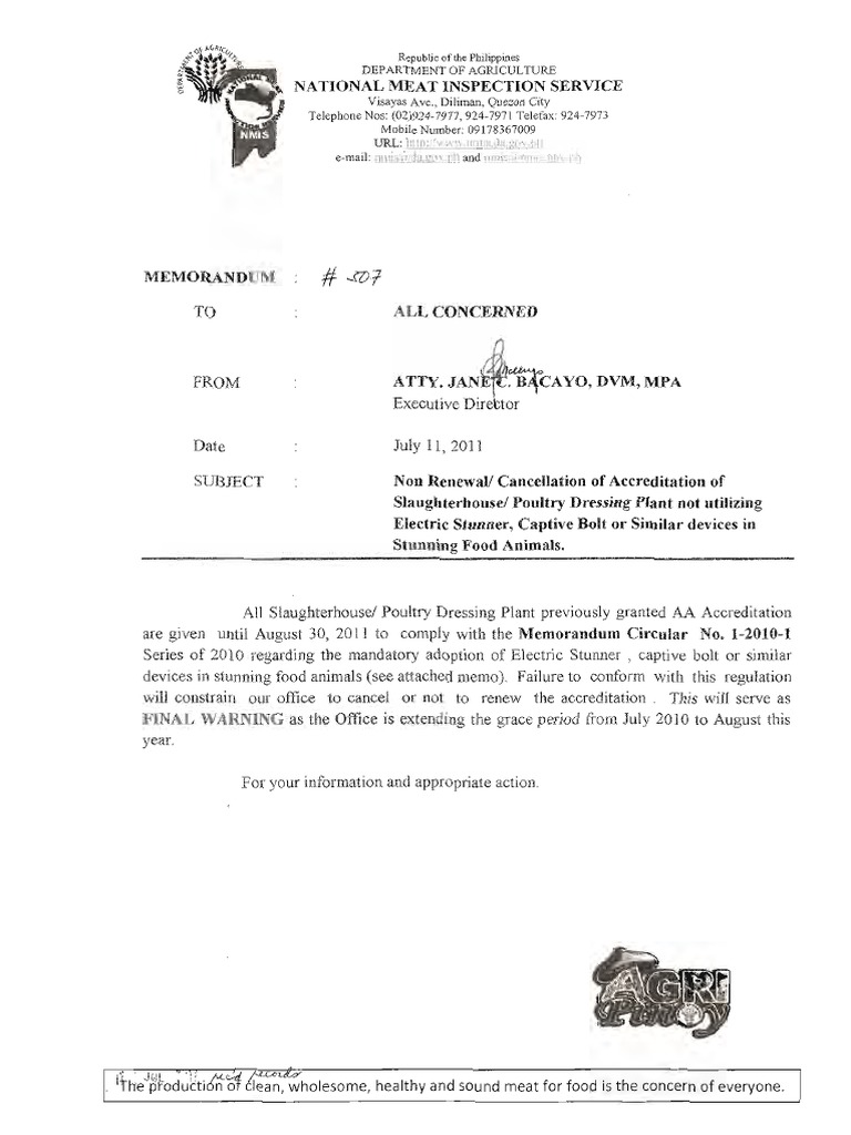 Poultry - NMIS Memo | PDF