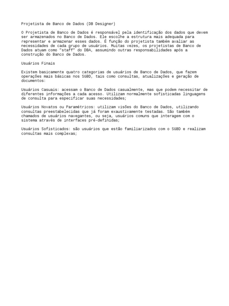 Tipos de SGBD Usuarios | PDF