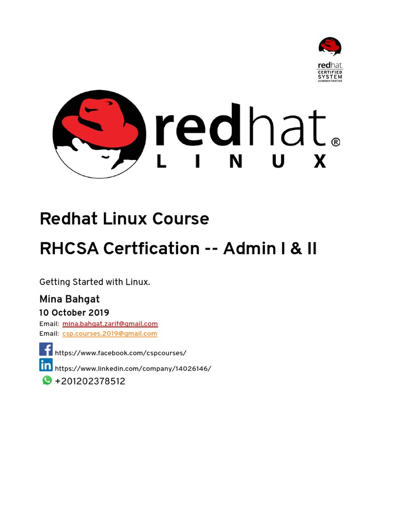 Redhat Linux Course RHCSA Certfication - Admin I & II: Mina Bahgat | PDF | Superuser | File System
