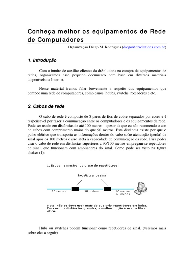 Equipamentos de Rede de Computadores | PDF