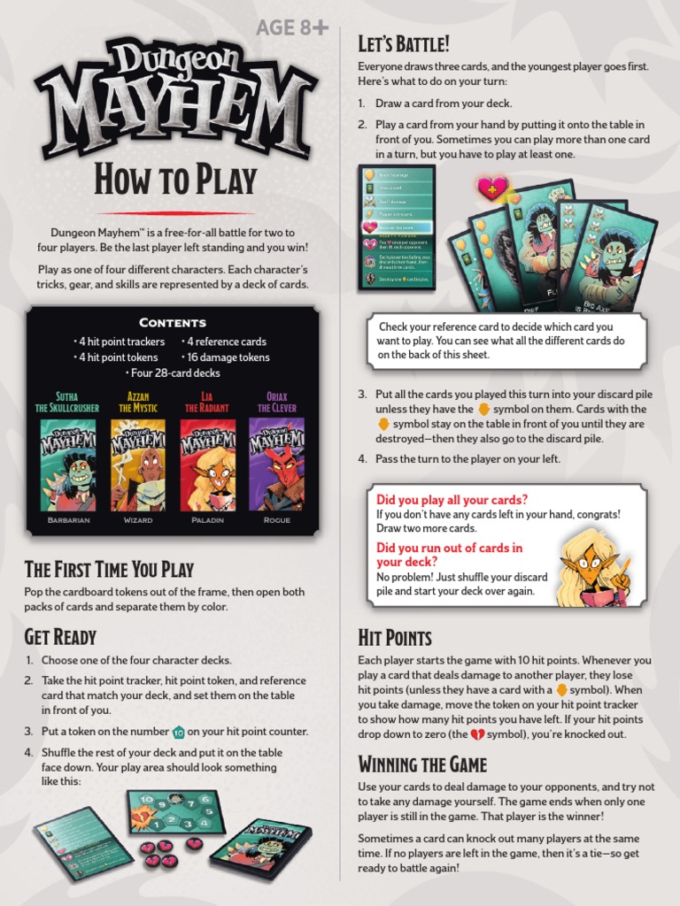 Dungeon Mayhem Rules | PDF | Card Games | Consumer Goods