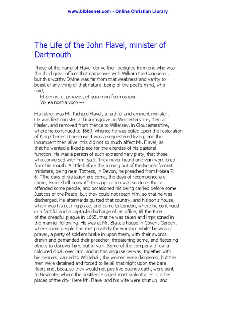 John Flavel The Life of The John Flavel | PDF | Sermon | Repentance
