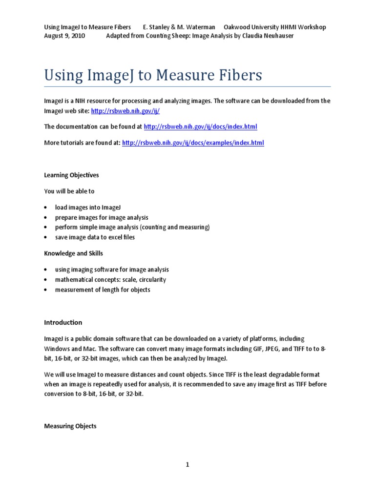 Using Imagej To Measure Fibers: Learning Objectives | PDF | Art | Computers
