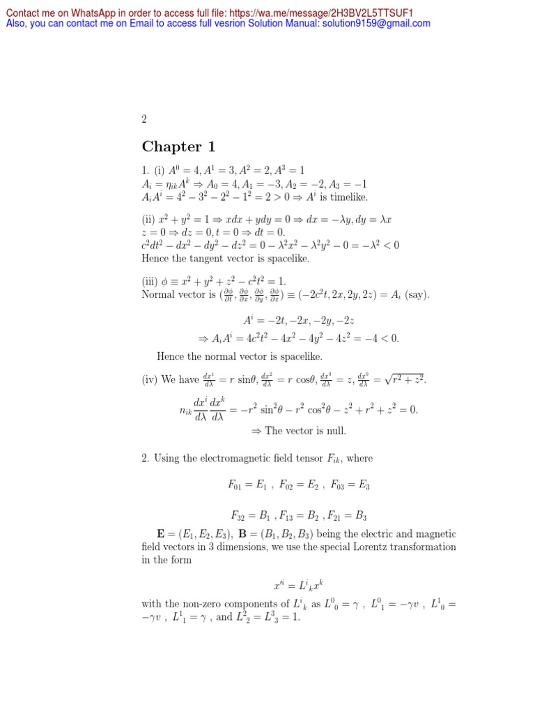 Sample For Solution Manual An Introduction To Relativity by Jayant ...