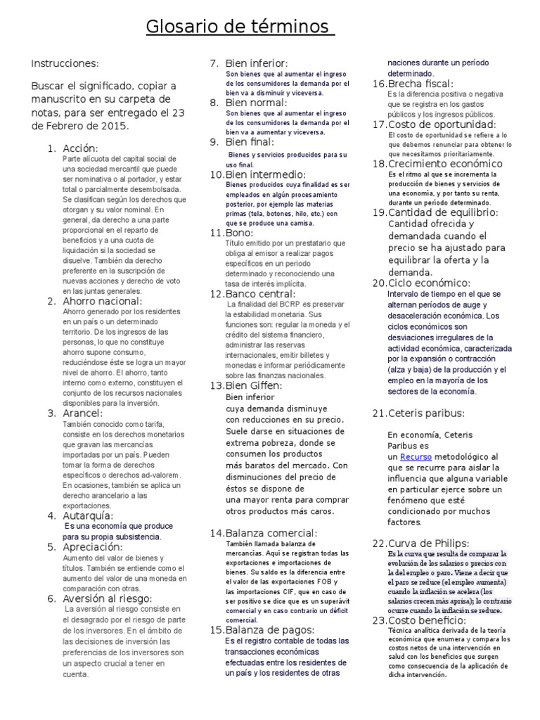 Glosario de Terminos Economicos | PDF | Inflación | Precios