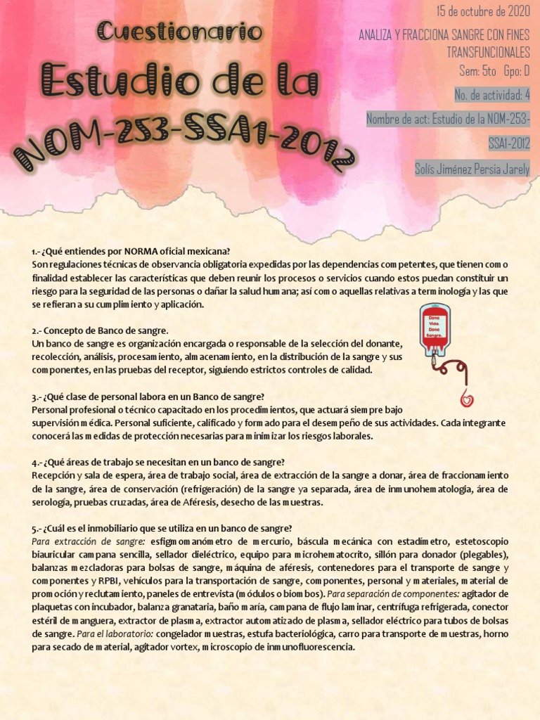 Estudio de La NORMA Oficial Mexicana NOM-253-SSA1-2012 | PDF | Sangre ...