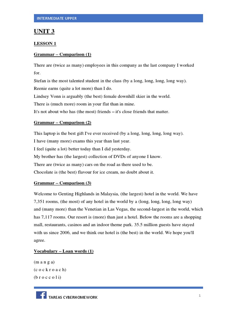 Unit 3: Lesson 1 Grammar - Comparison | PDF | Muhammad Ali | English ...