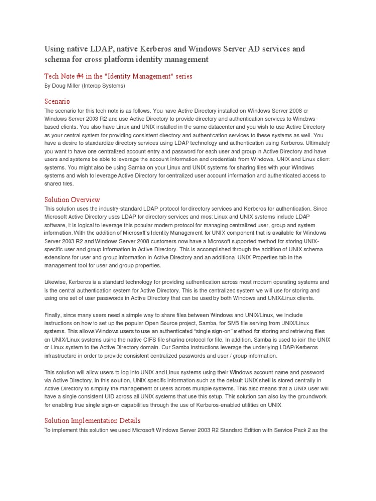 Native LDAP Native Kerberos and AD Services | PDF