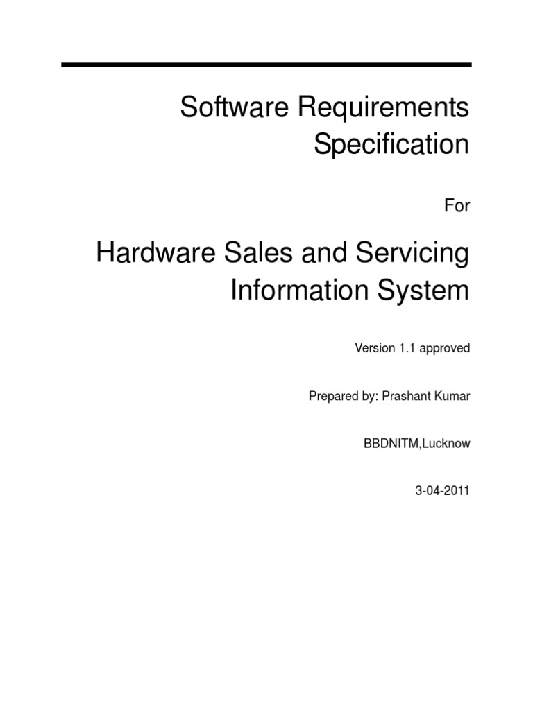 Hardware Sales and Service System SRS | PDF | Databases | Java ...
