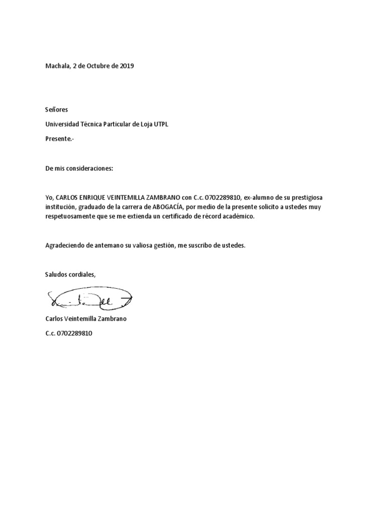 Solicitud Notas UTPL | PDF