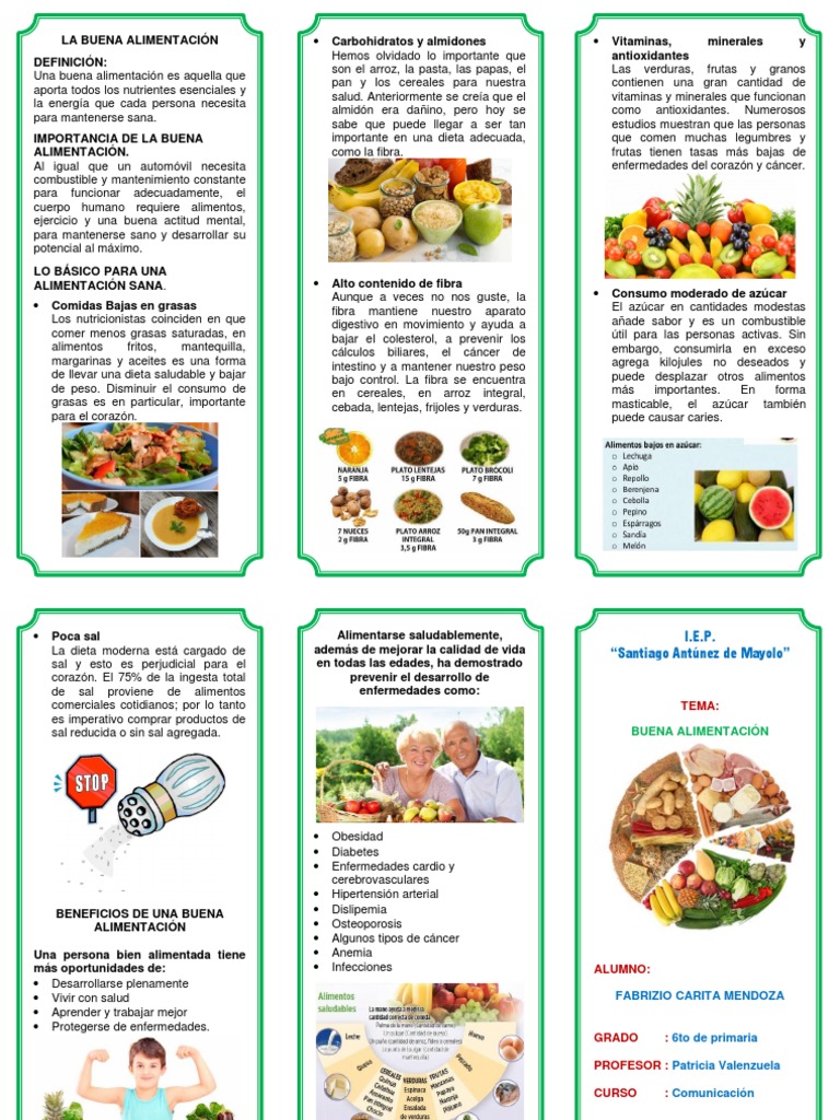 Triptico Buena Alimentacion | PDF | Alimentos | Cereales