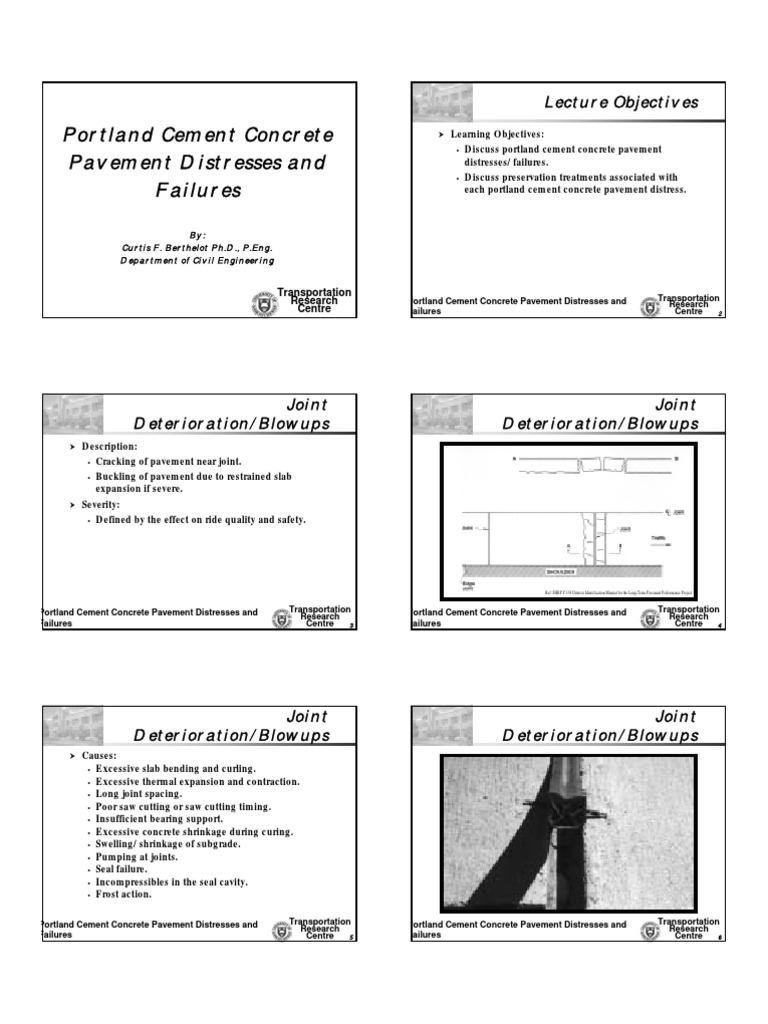 PCCP Failures and Distresses | PDF | Road Surface | Concrete