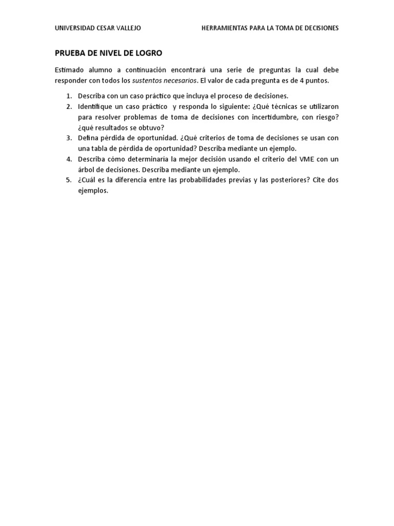 Prueba de Nivel de Logro | PDF