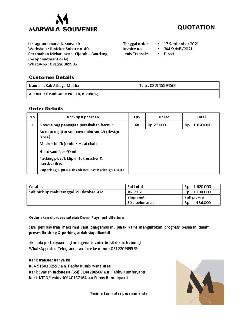 Contoh Quotation Penjualan Produk | PDF