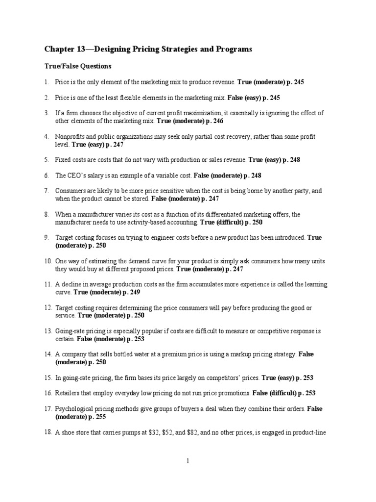CH 13 Answers | PDF | Pricing | Prices