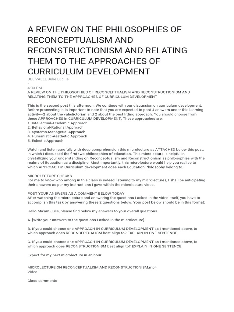 A Review On The Philosophies of Reconceptualism and Reconstructionism ...