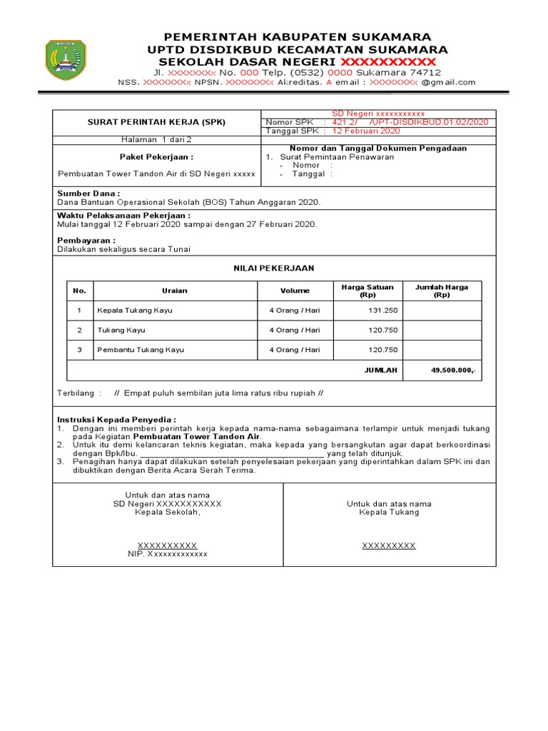 SPK Tukang Dana Bos | PDF