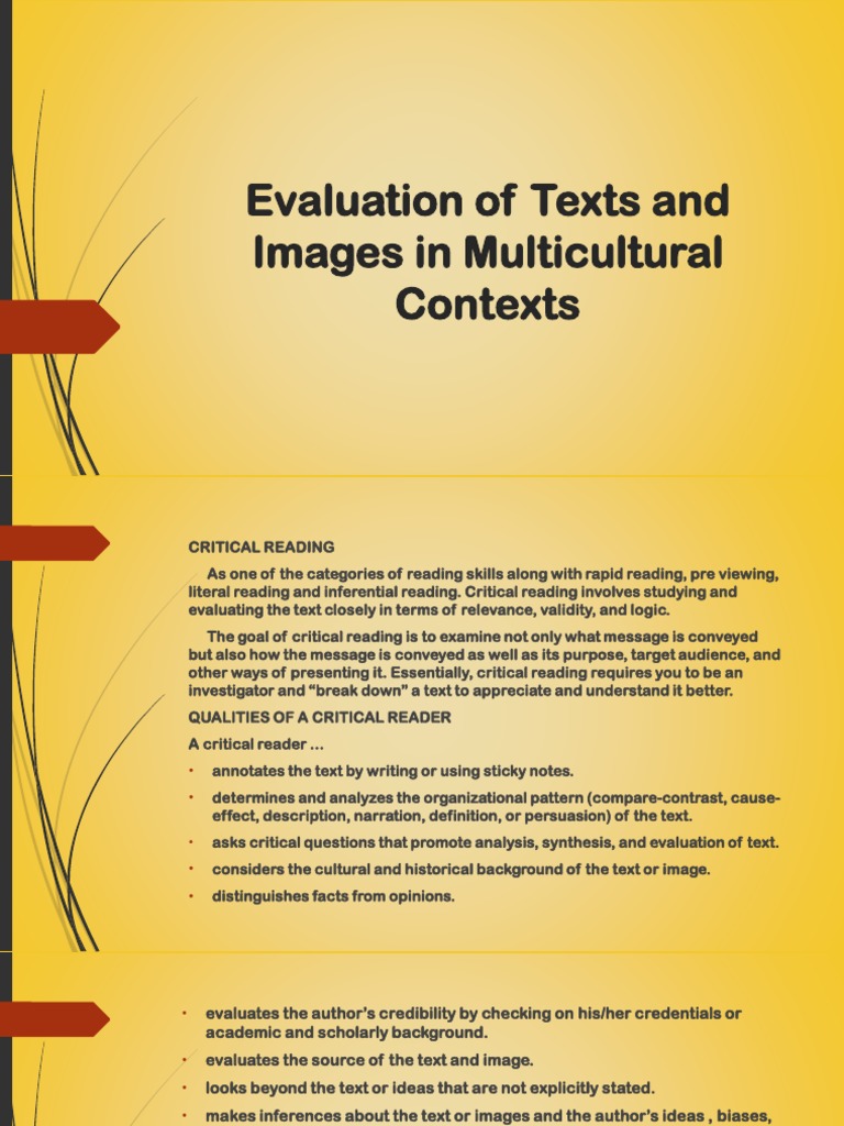 Evaluation of Texts and Images in Multicultural Contexts | PDF