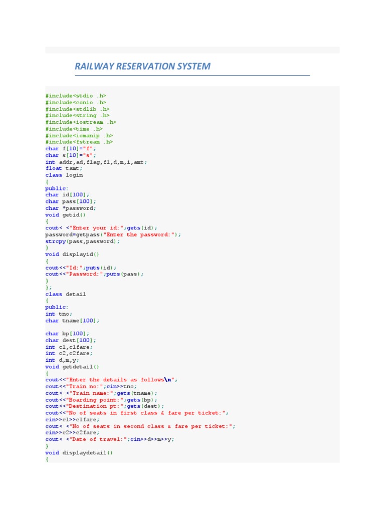 Railway Reservation System | PDF | Software