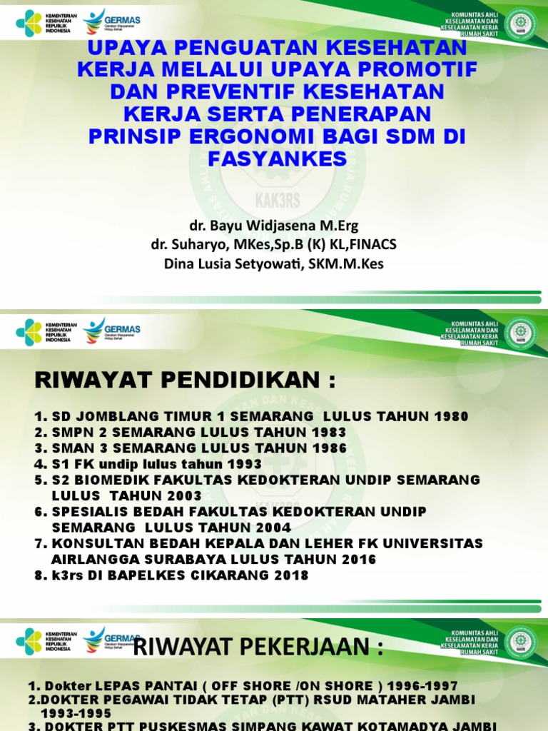 Upaya Penguatan Kesehatan Kerja Melalui Upaya Promotif Dan Preventif ...